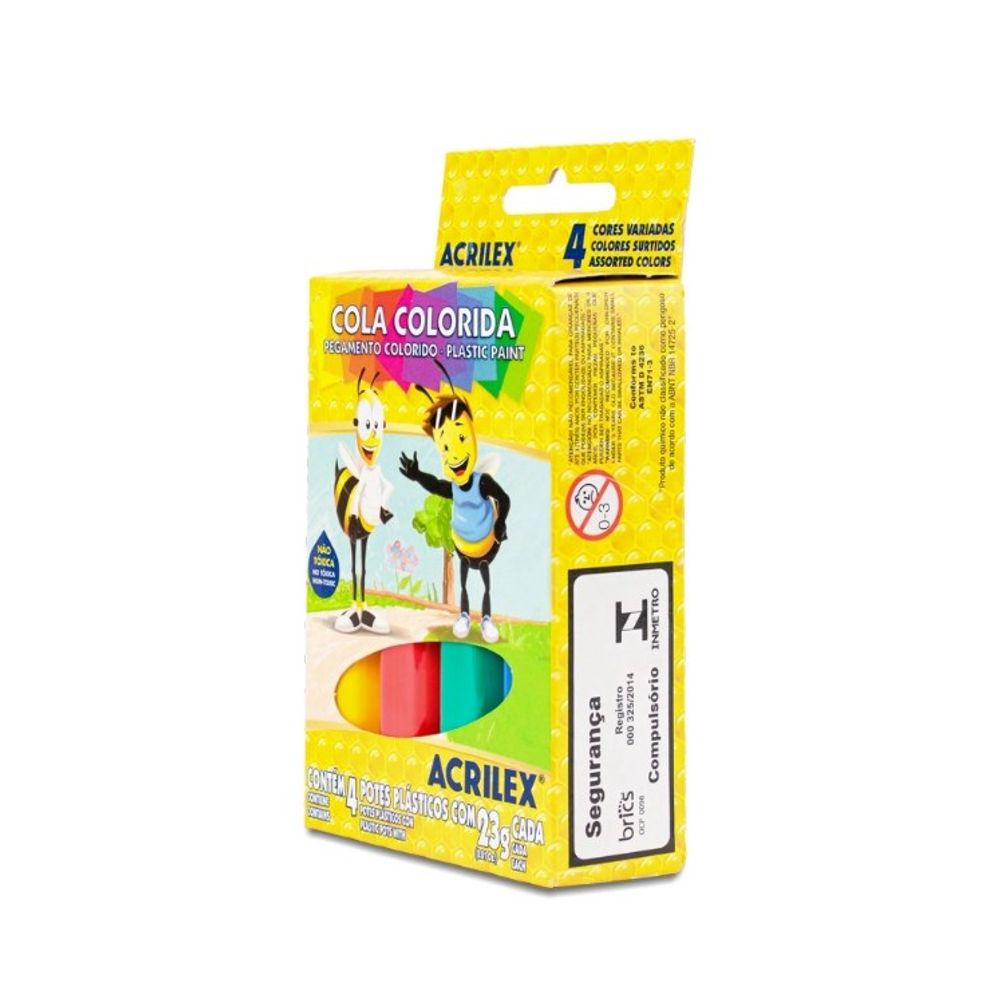 Cola Colorida 23g - 4 cores - Acrilex - - Kidverte