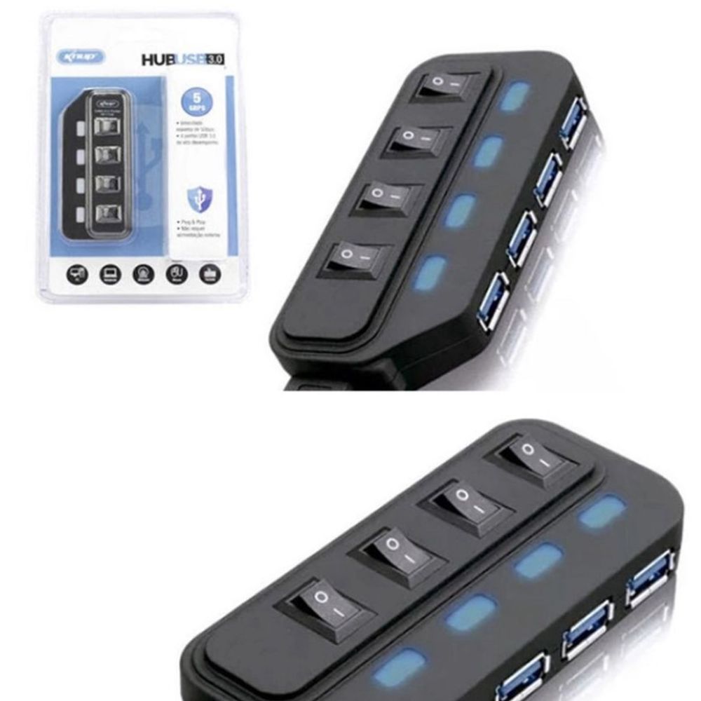 Hub Usb 3.0 4 Portas - Knup - Kidverte
